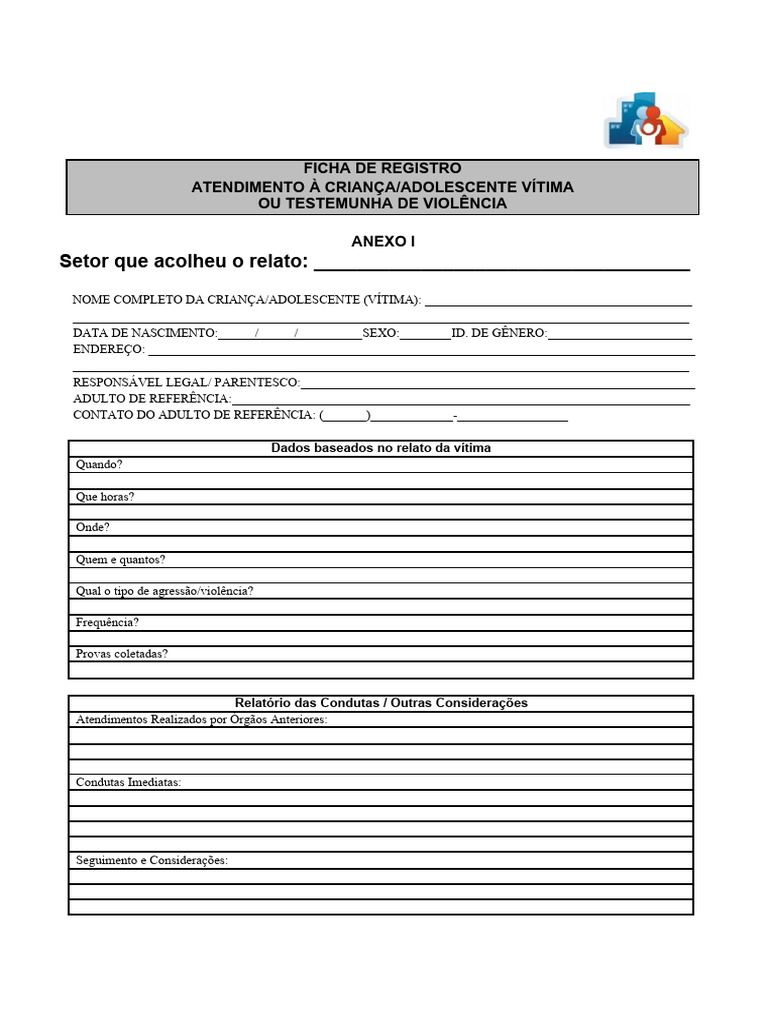 Modelo de Ficha de Acolhimento de Revelação Espontânea | PDF