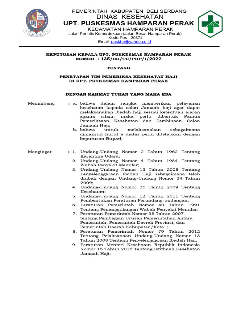 SK Tim Pemeriksa Haji 2022 | PDF