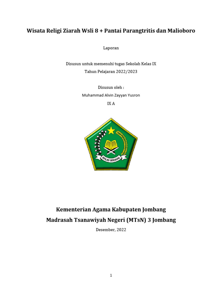 Laporan Ziarah Wali 8 dan Wisata Jombang | PDF | Perjalanan