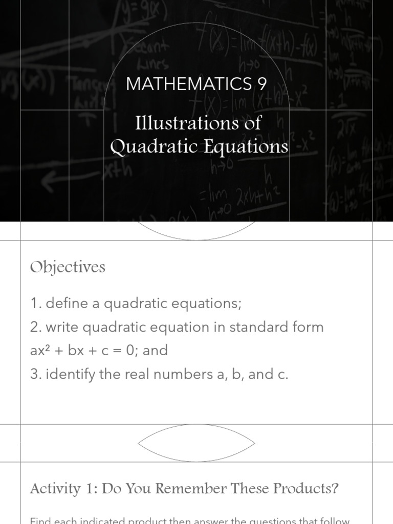 Illustrations of Quadratic Equations | PDF