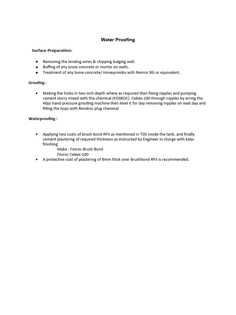 Water Proofing Methodology Pdf