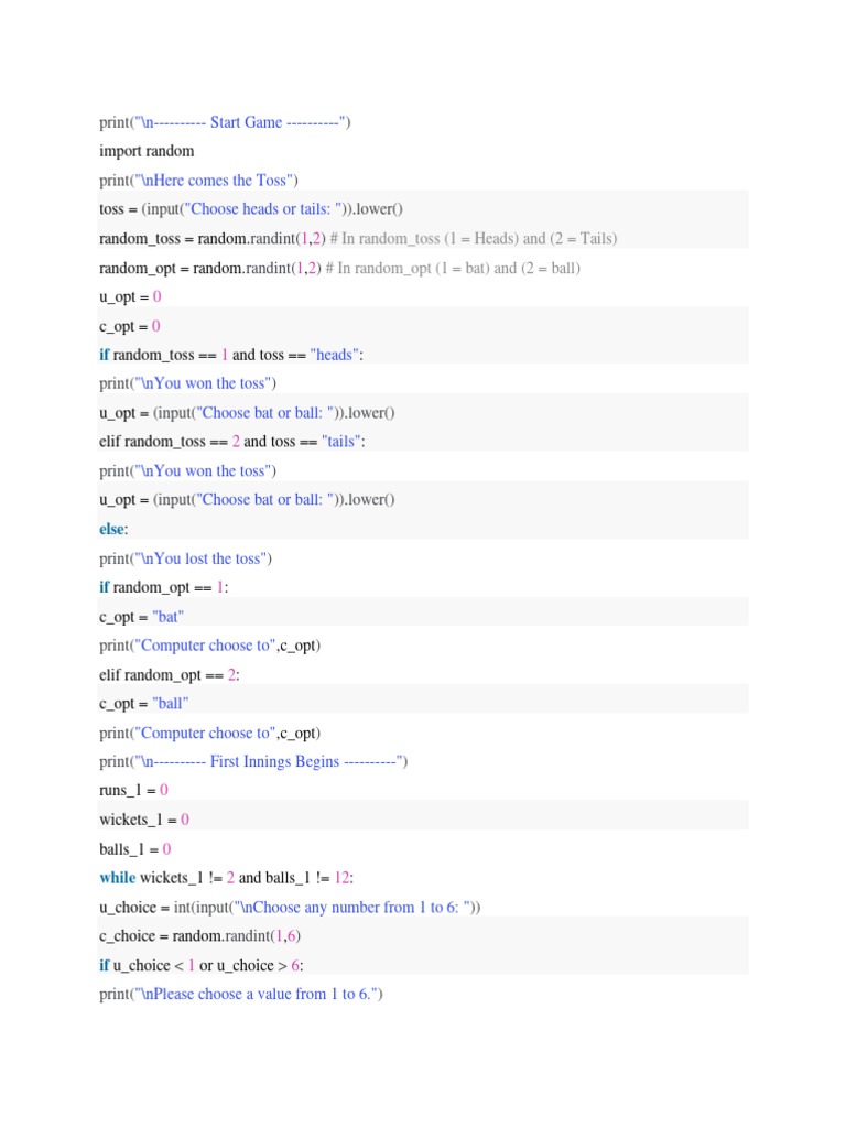 Print: # in Random - Toss (1 Heads) and (2 Tails) # in Random - Opt (1 ...