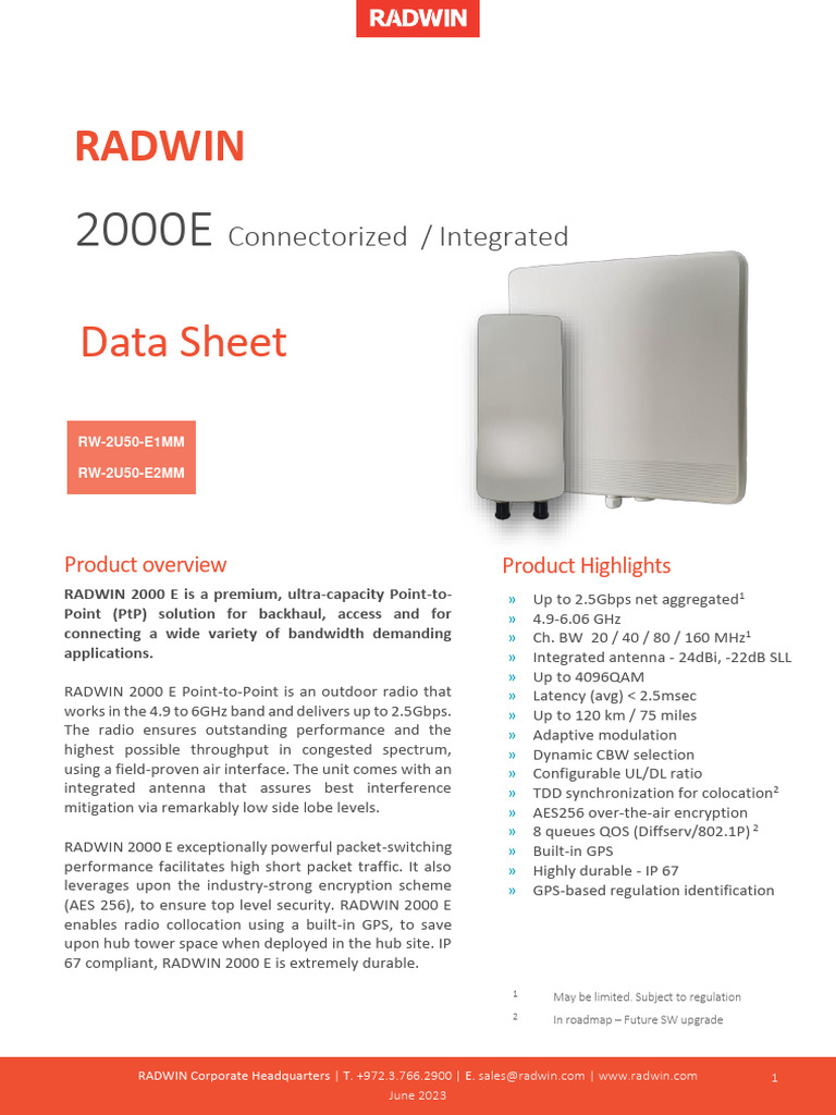 RW2000E Datasheet v034 | PDF