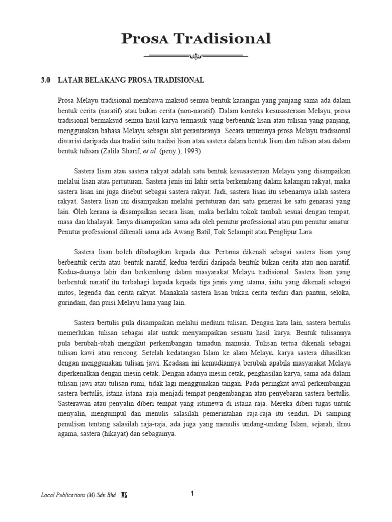 Prosa Tradisional (Bhg. B) | PDF