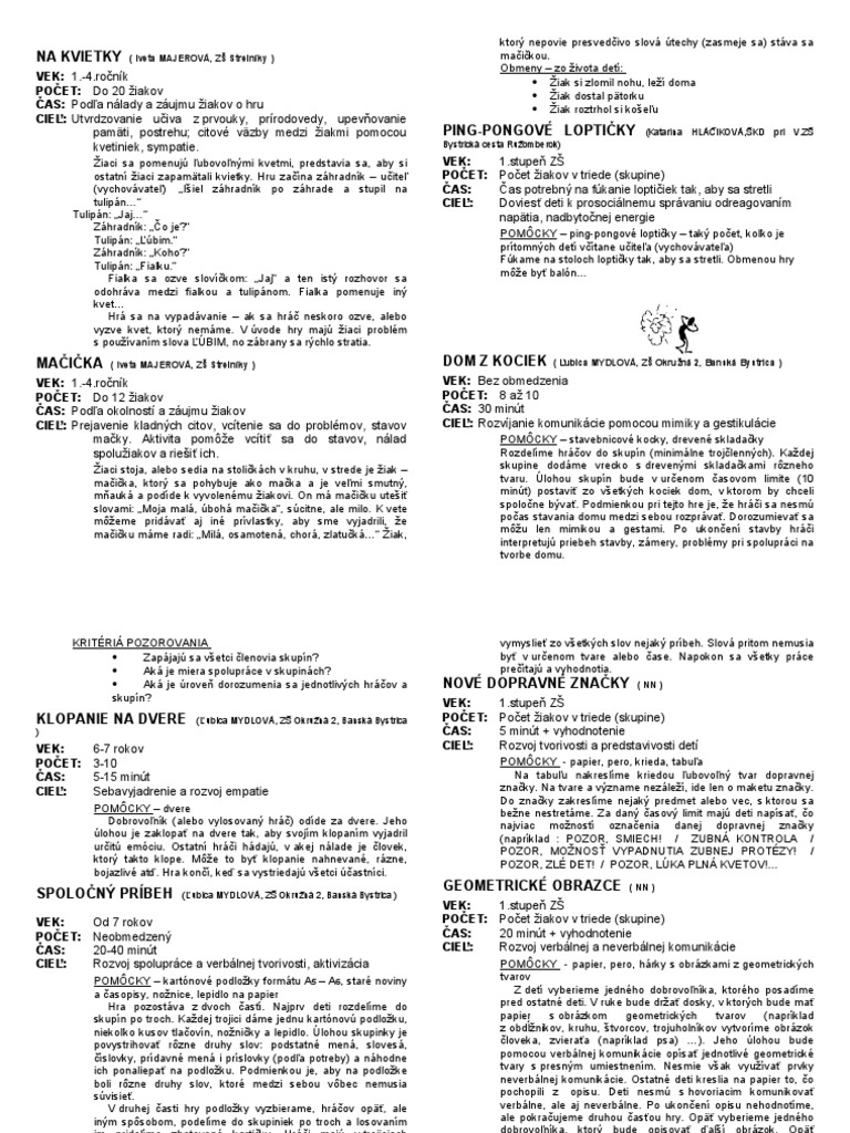 Aktivity A Hry Pre 1. Stupeň ZŠ | PDF