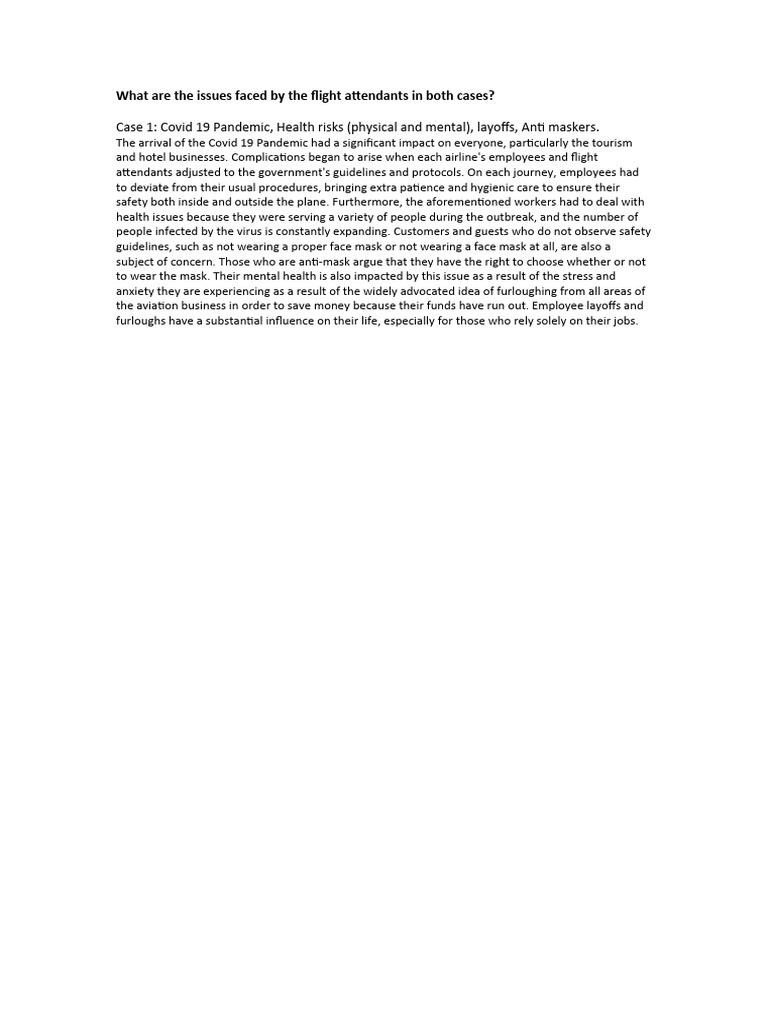 Flight Attendant Challenges During COVID-19 | PDF
