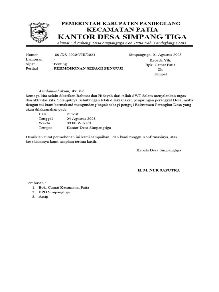 Permohonan Penguji Pansel | PDF