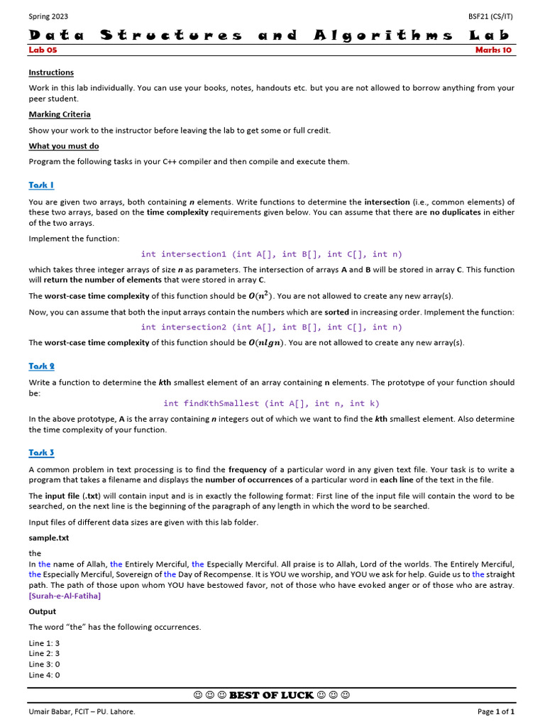 05 Lab Searching Pdf Time Complexity Software Development 6541