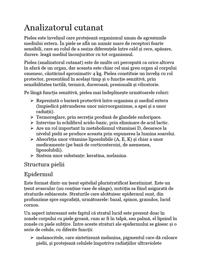 Analizatorul cutanat | PDF
