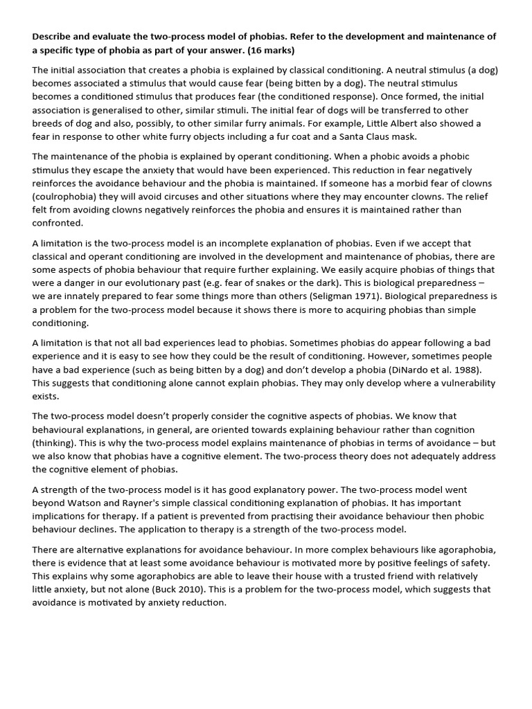 Psychopathology - Model 16-Mark Essay | PDF | Self-Improvement