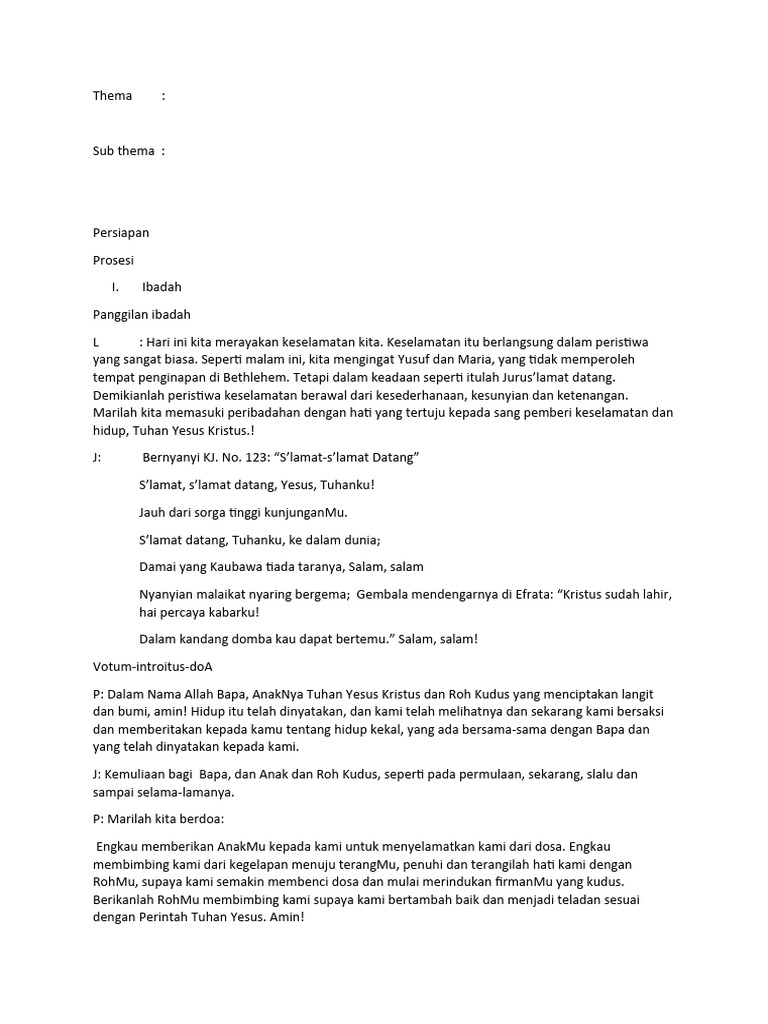 Liturgi Natal HKI | PDF