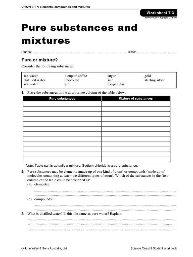 Pure Substances Mixtures | PDF | Chemical Compounds | Chemical Substances