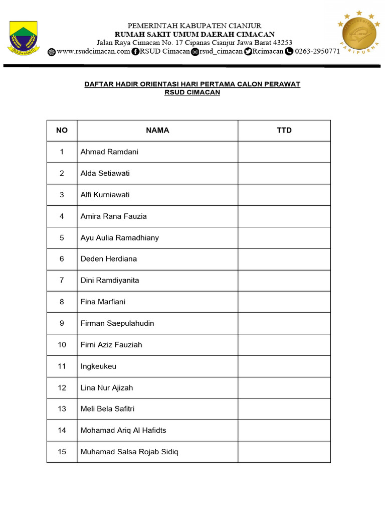 Form Daftar Hadir | PDF