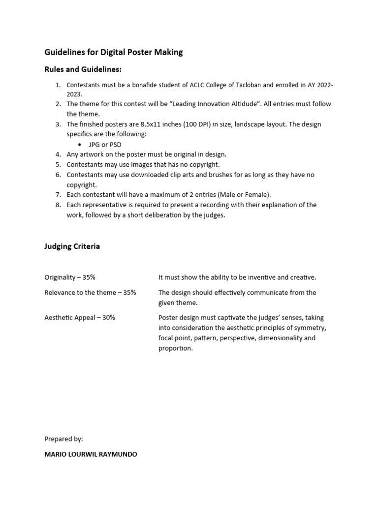 Guidelines For Digital Poster Making | PDF
