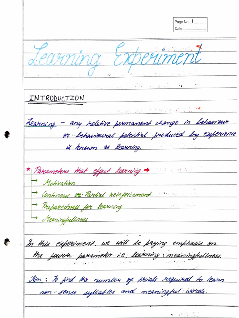 psychology learning experiment | PDF