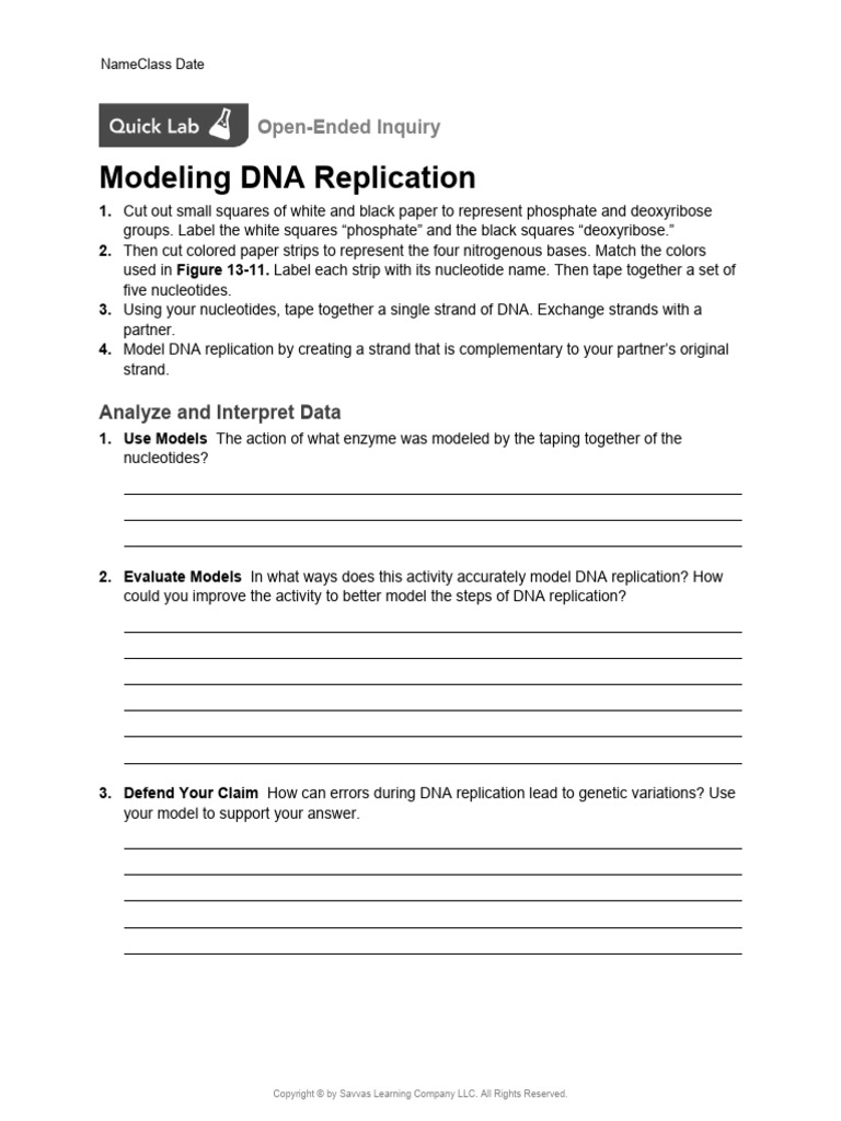 BIO CH13 Quick Lab | PDF | Language Arts & Discipline | Science ...