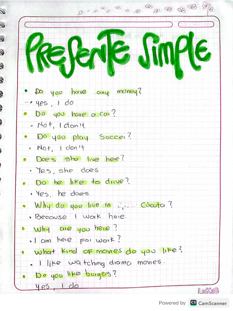 Preguntas en Presente Simple | PDF