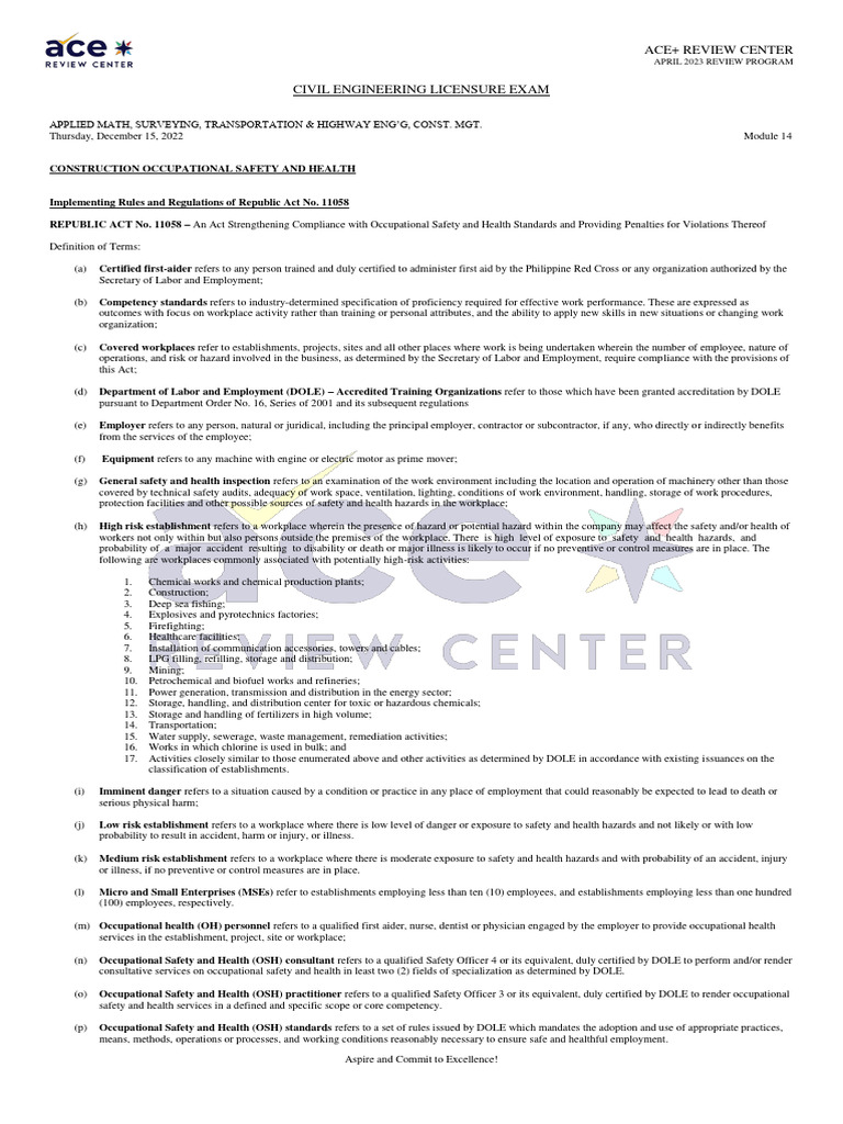 CE Module 14 - COSH (Principles) | PDF | Occupational Safety And Health ...