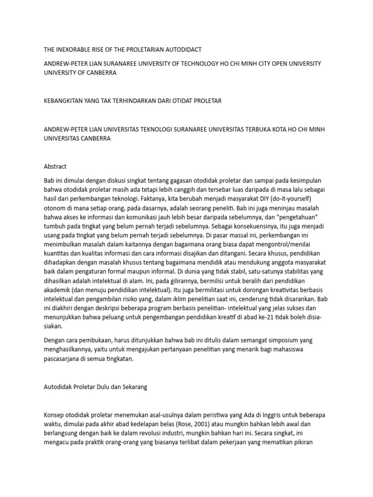 The Inexorable Rise of The Proletarian Autodidact | PDF