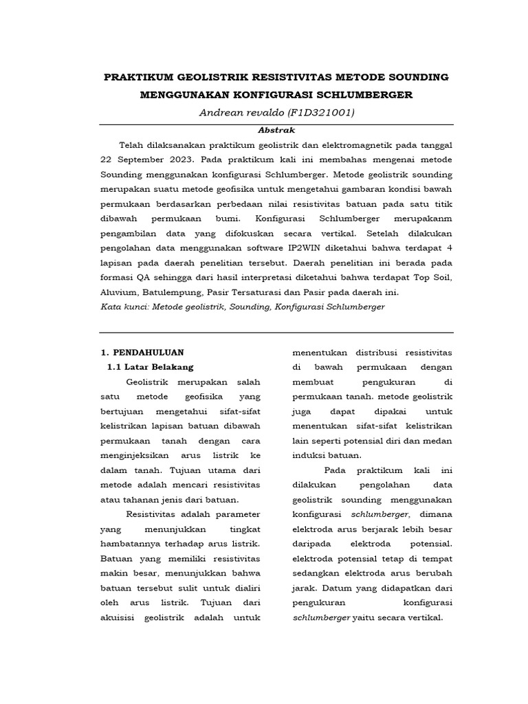 Geofisika Konfigurasi Schlumberger | PDF | Metode & Bahan Ajar | Teknologi & Rekayasa