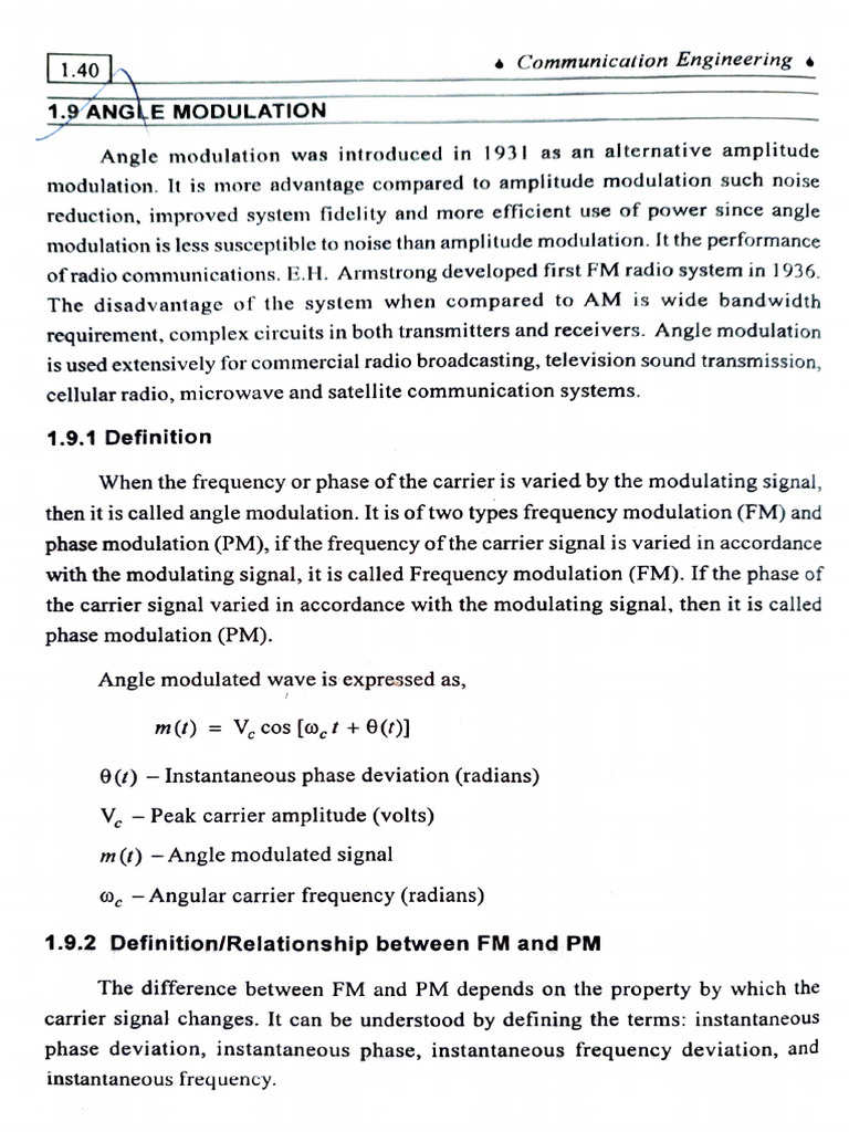 Ce Unit - 4 (Hemamalini) | PDF | Frequency Modulation | Modulation