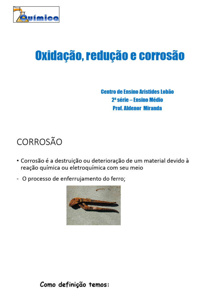 Ceal - Oxidação, redução e corrosão | PDF | Reações químicas | Corrosão