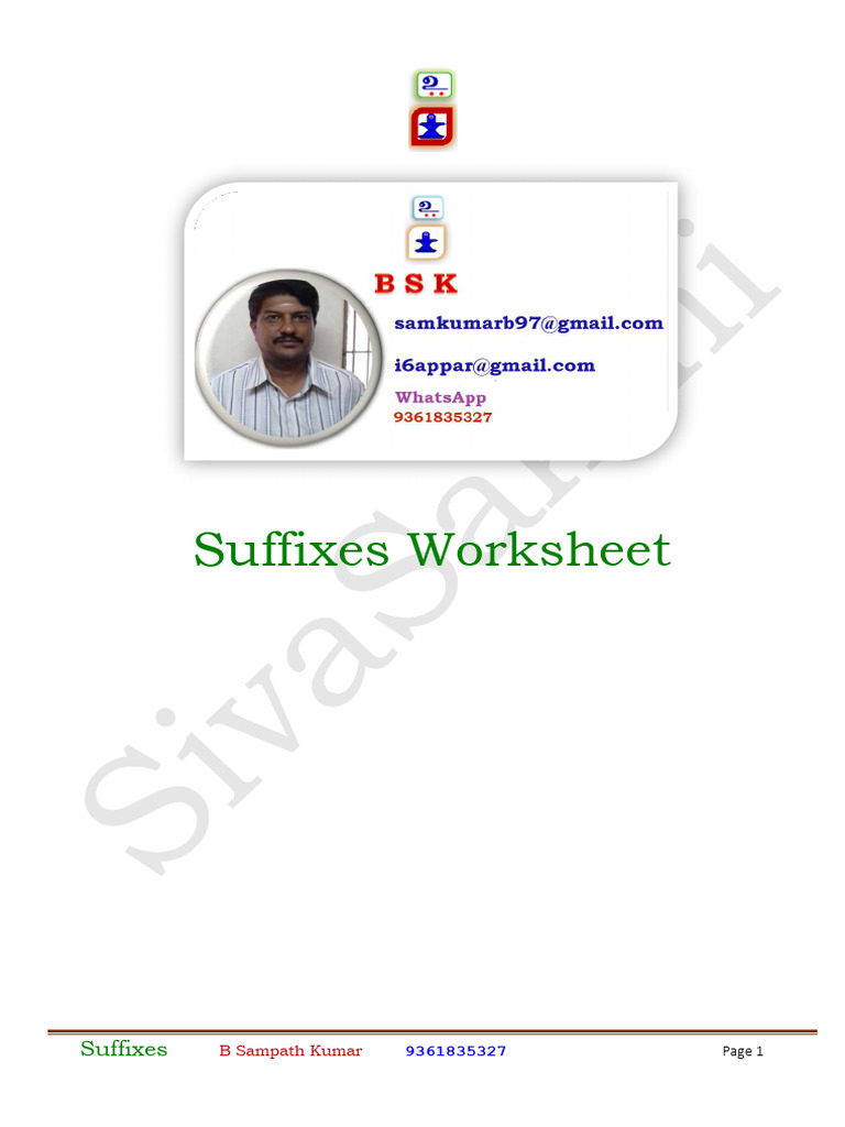 Suffixes Worksheet | PDF | Consonant | Word