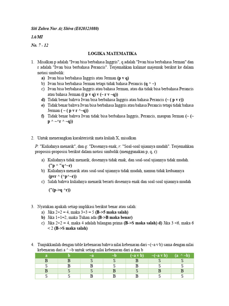 Tugas Logika MTK | PDF