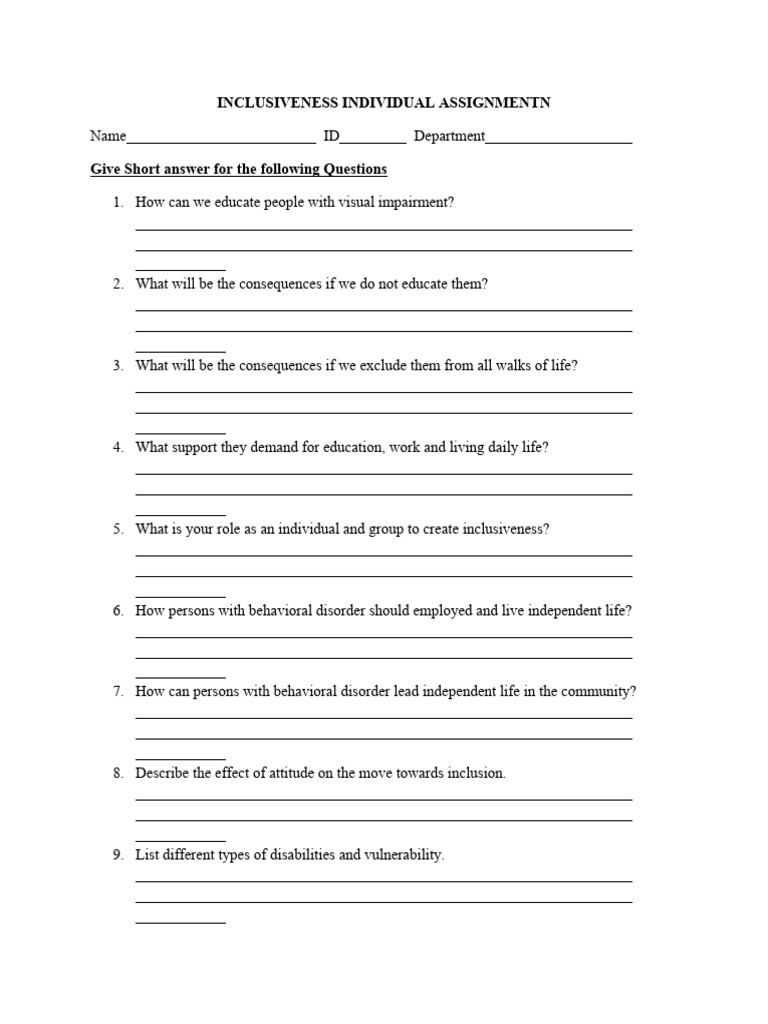 Inclusiveness Individ Assignment | PDF