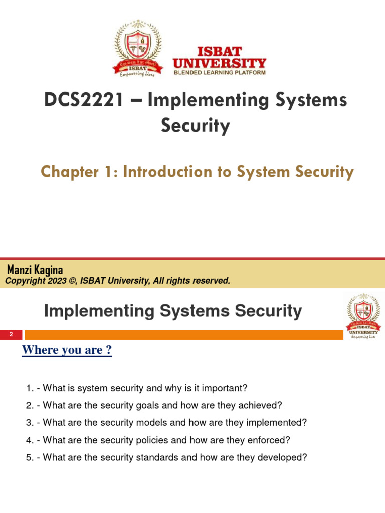 Iss Dcs2221 Chapter 1 | PDF | Security | Computer Security