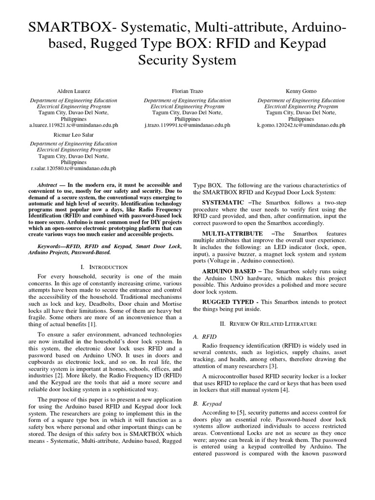 SMARTBOX Revise Final Paper Requirement | PDF | Radio Frequency Identification | Arduino