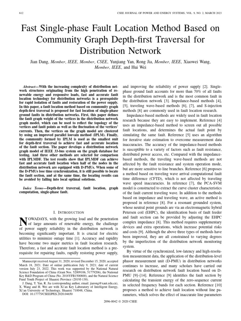 Fast Single-Phase Fault Location Method Based On Community Graph Depth ... Fast Single-Phase Fault Location Method Based On Community Graph Depth ...