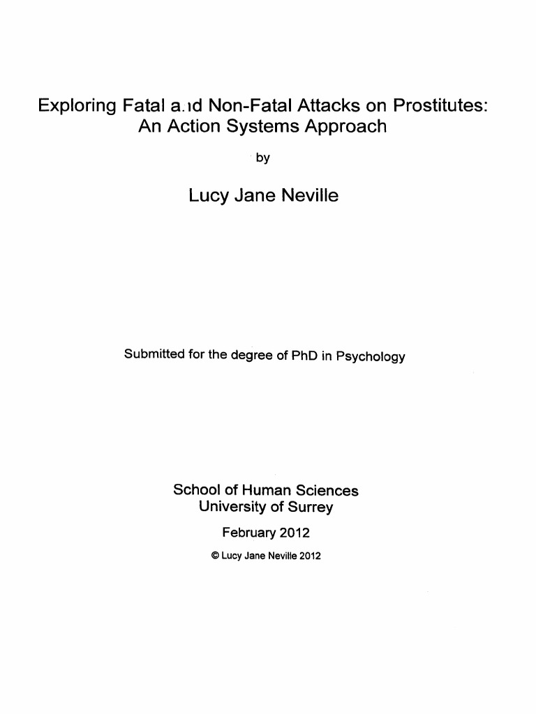 Exploring Fatal and Non-Fatal Attacks On Prostitutes-Lucy Jane Neville ... Exploring Fatal and Non-Fatal Attacks On Prostitutes-Lucy Jane Neville ...