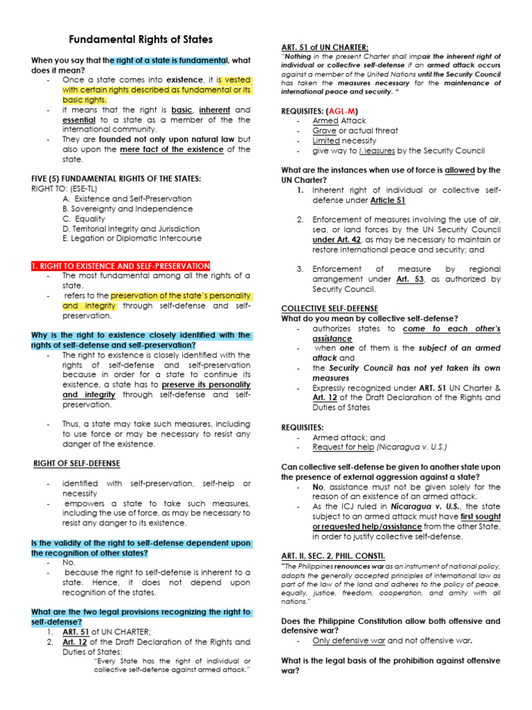 FUNDAMENTAL RIGHTS OF THE STATE | PDF