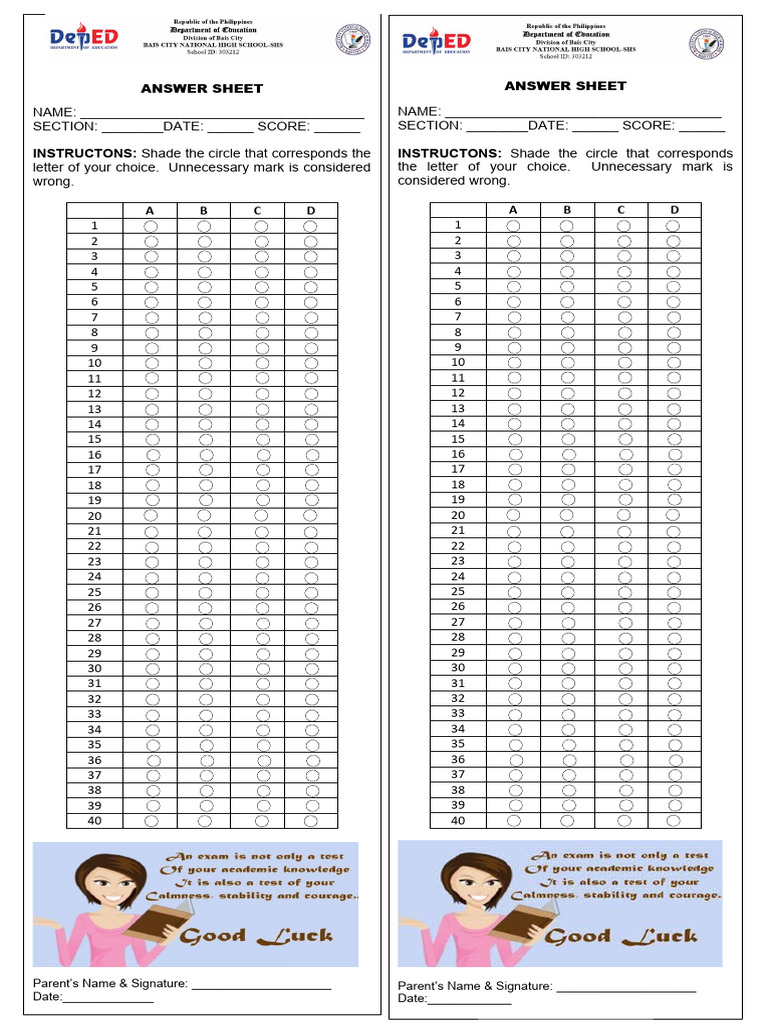 2022.answer Sheet | PDF