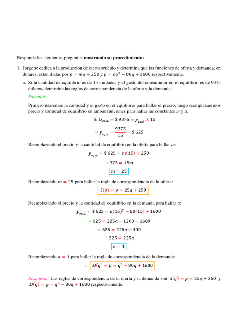 Semana 11 Problemas de Aplicaci N de Costo Promedio Oferta y Demanda No Lineales | PDF | Oferta ...
