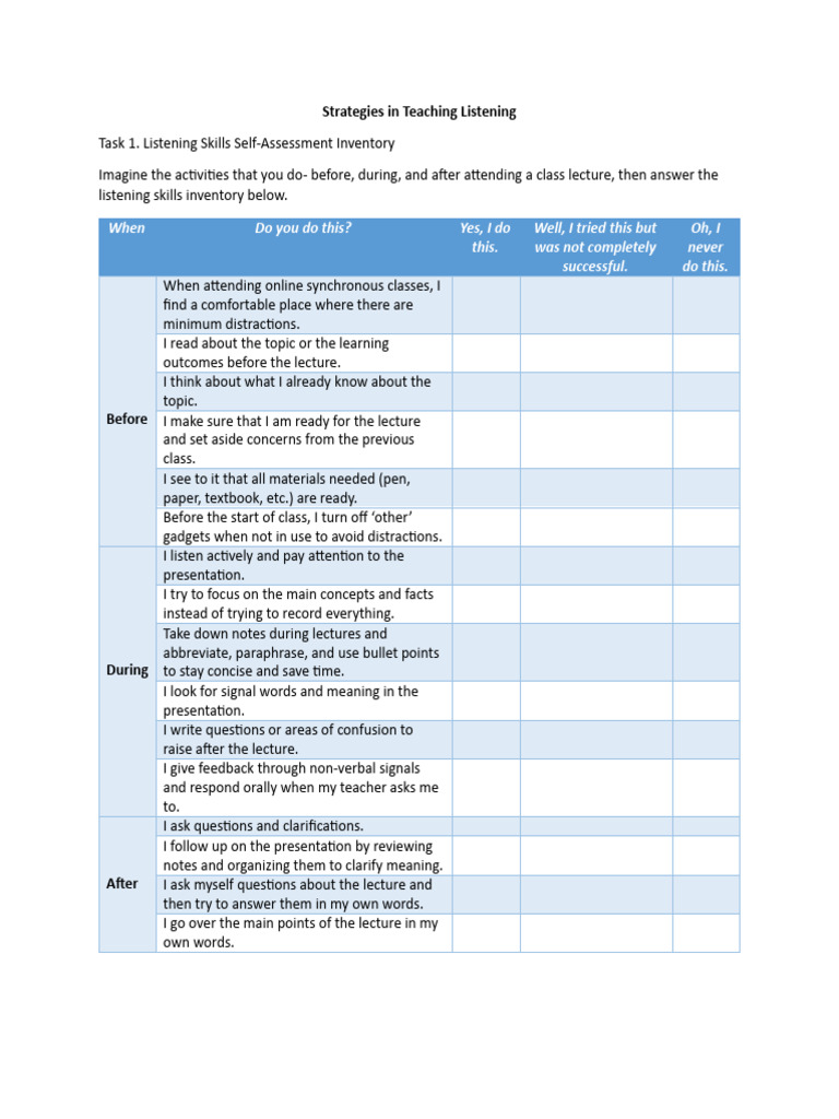Strategies in Teaching Listening | PDF