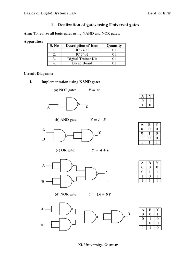 Universal Gates Lab Guide | PDF | Logic Gate | Digital Electronics