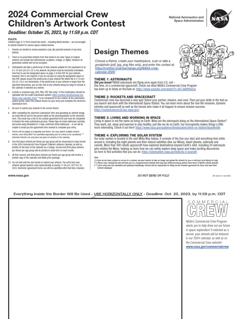 2024 NASA Children's Art Contest | PDF | Nasa | International Space Station