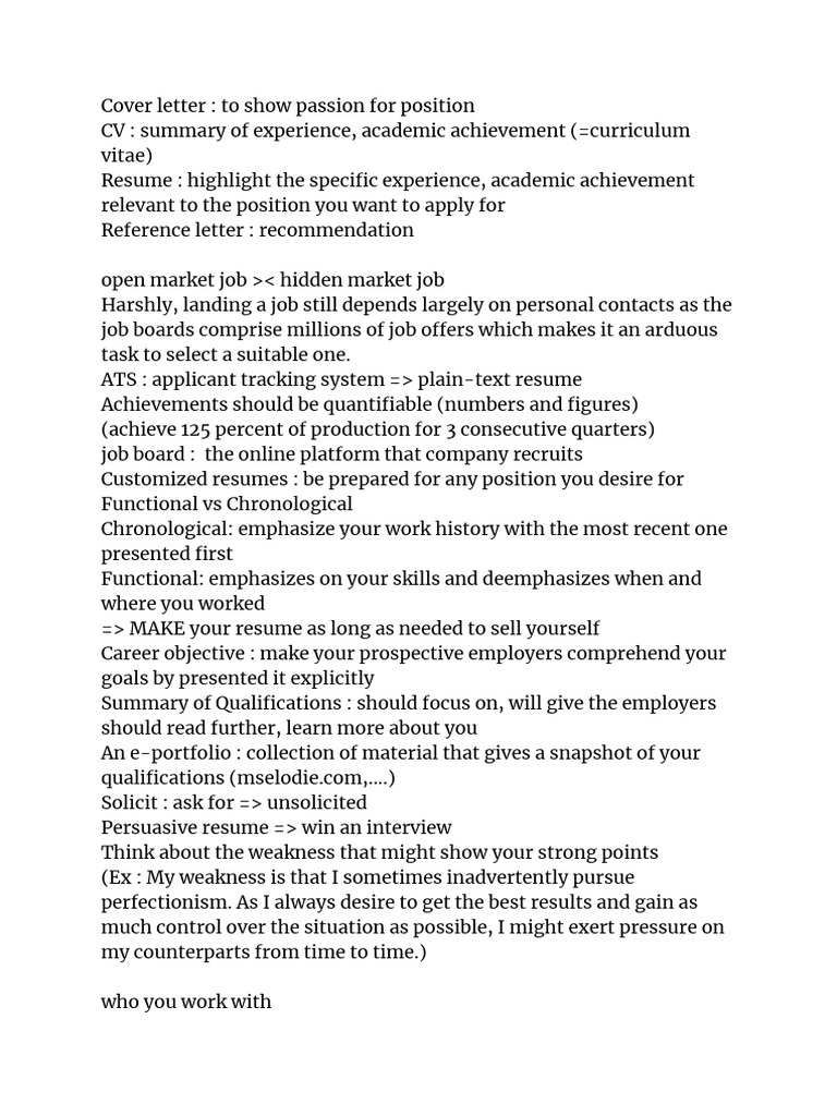 Cover Letter Resumes Pdf Résumé Learning