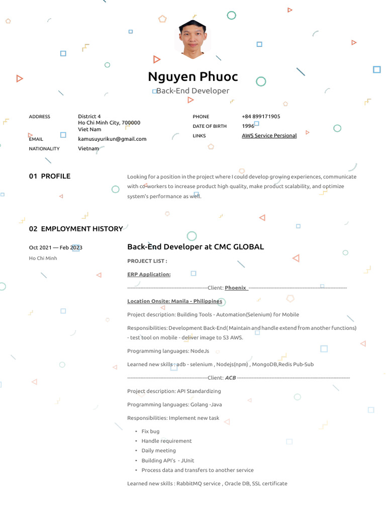 Nguyen Phuoc - Back-End Developer | PDF | Java (Programming Language) | Spring Framework