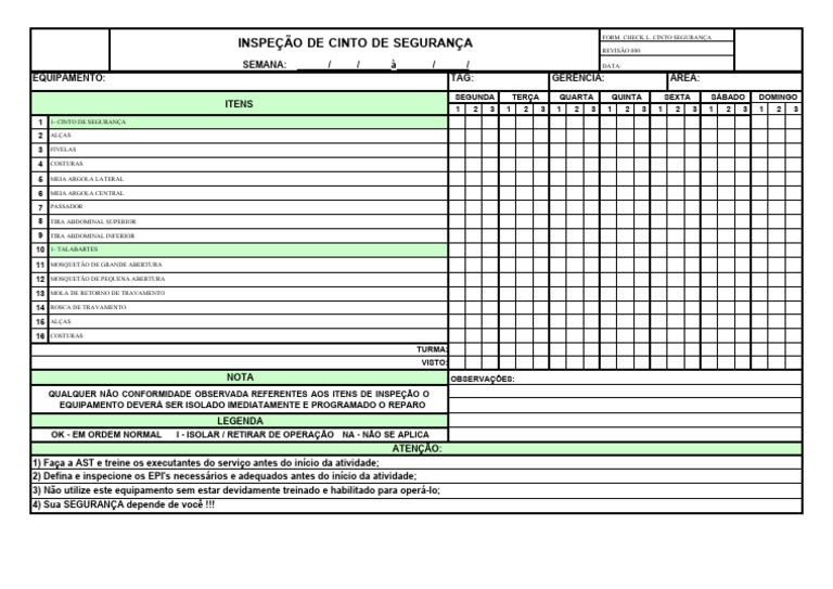 Check List Cinto de Segurança | PDF