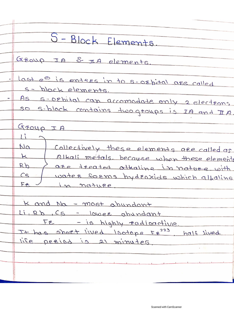 S Block Elements | PDF