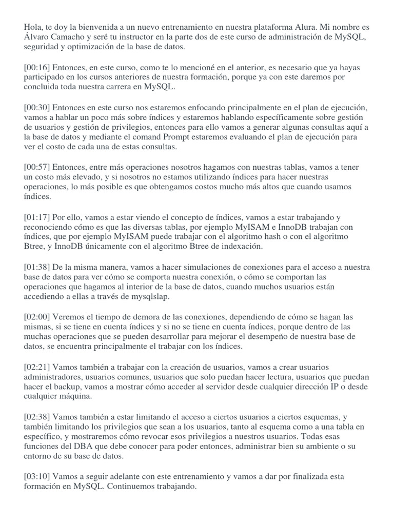 Administracion de Mysql Parte 2 | PDF | Mi sql | Bases de datos