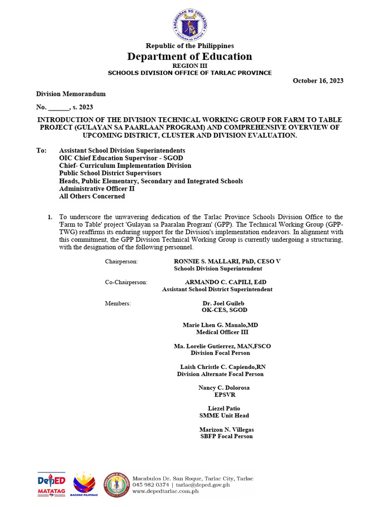 GPP TWG Memo and Validations | PDF