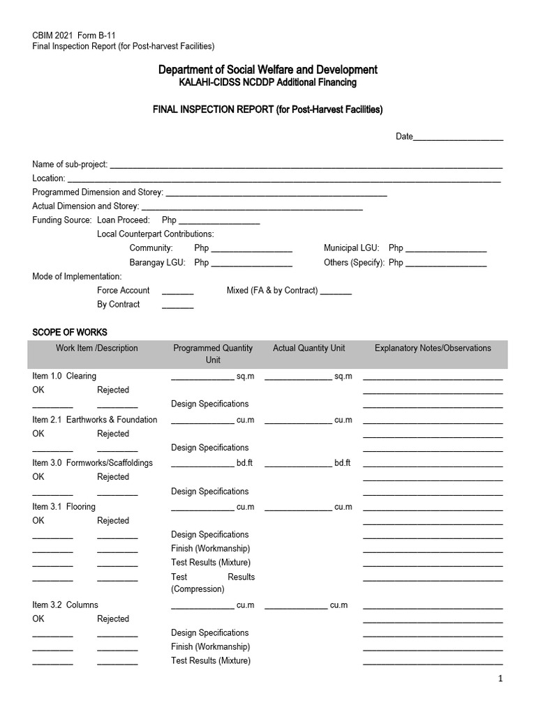 CBIM 2021 Form B-11 - Final Inspection Report for Post-Harvest ...