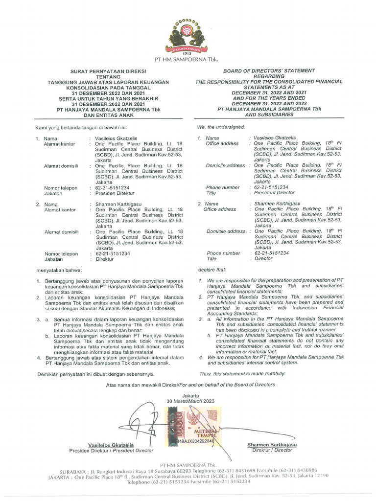 Director Statement HMS Q4 2022 (Signed) | PDF