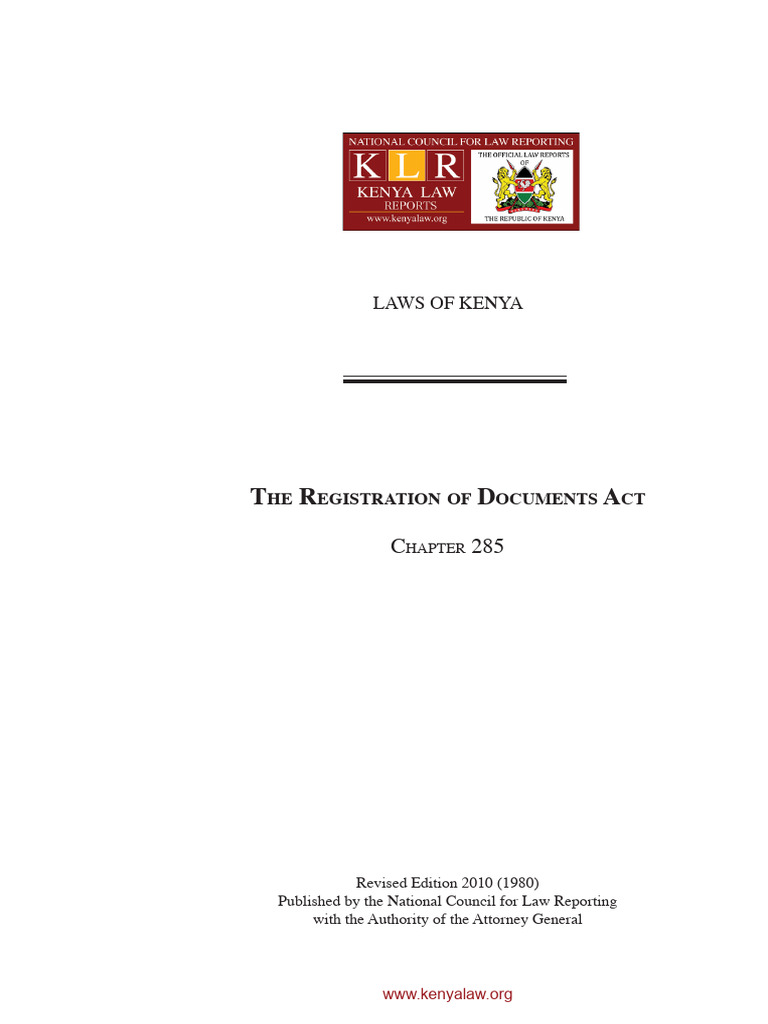 Registration of Documents Act Cap 285 | PDF