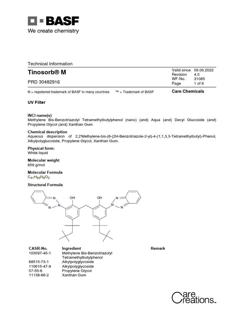 Tinosorb M | PDF | Ultraviolet | Implied Warranty