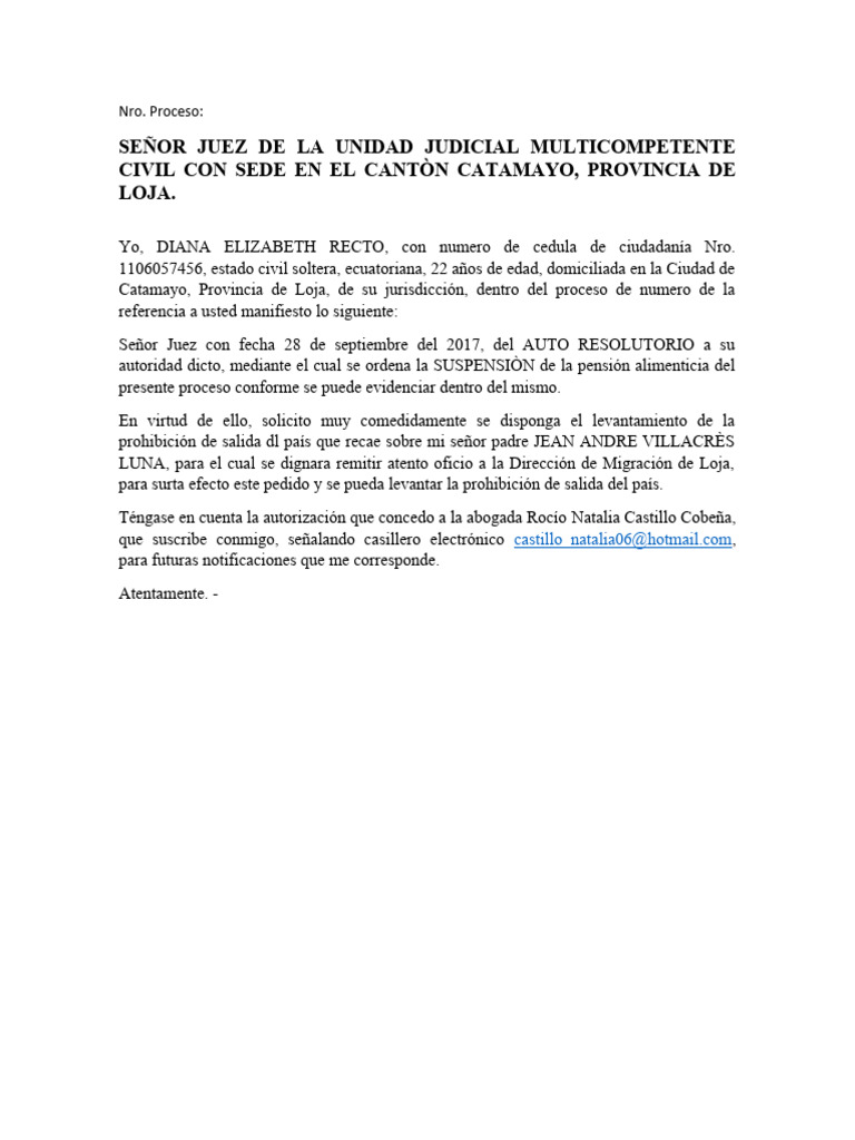 Escrito de Suspension de Alimentos | PDF Escrito de Suspension de Alimentos | PDF